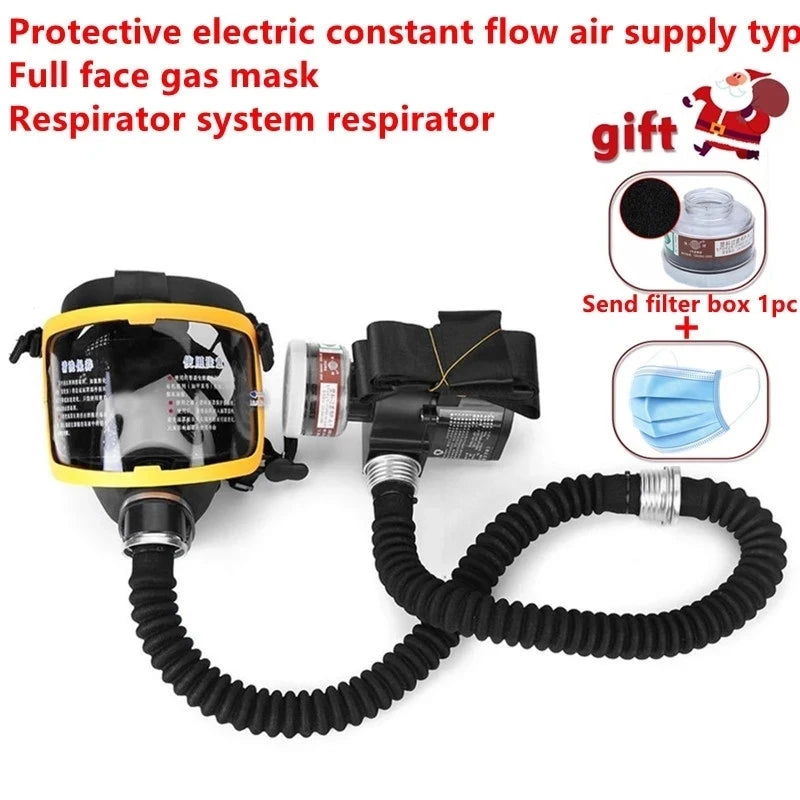 Protective Electric Constant Flow Supplied Air Fed Full Face Gas Mask ...